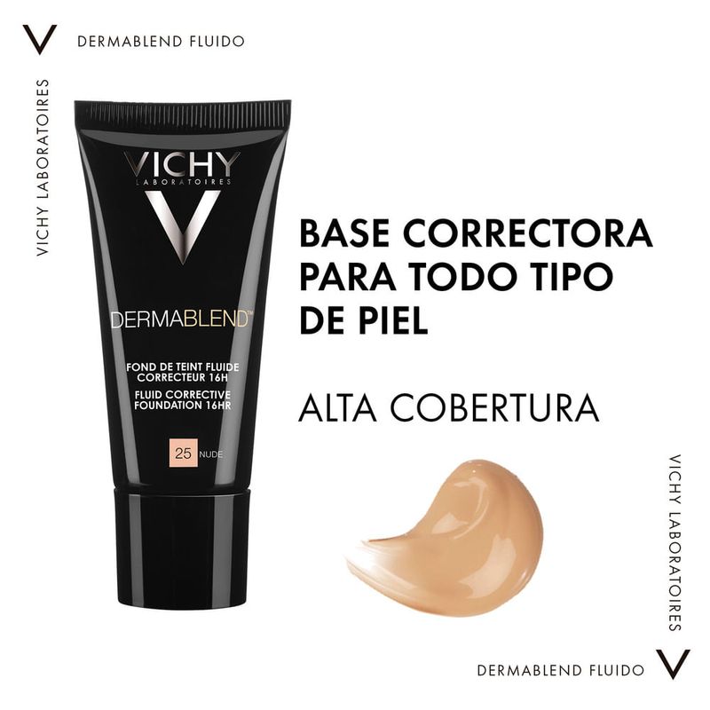 VICHY DERMABLEND BASE FLUIDA SPF 35 CLARO NUDE 25 X 30 ML