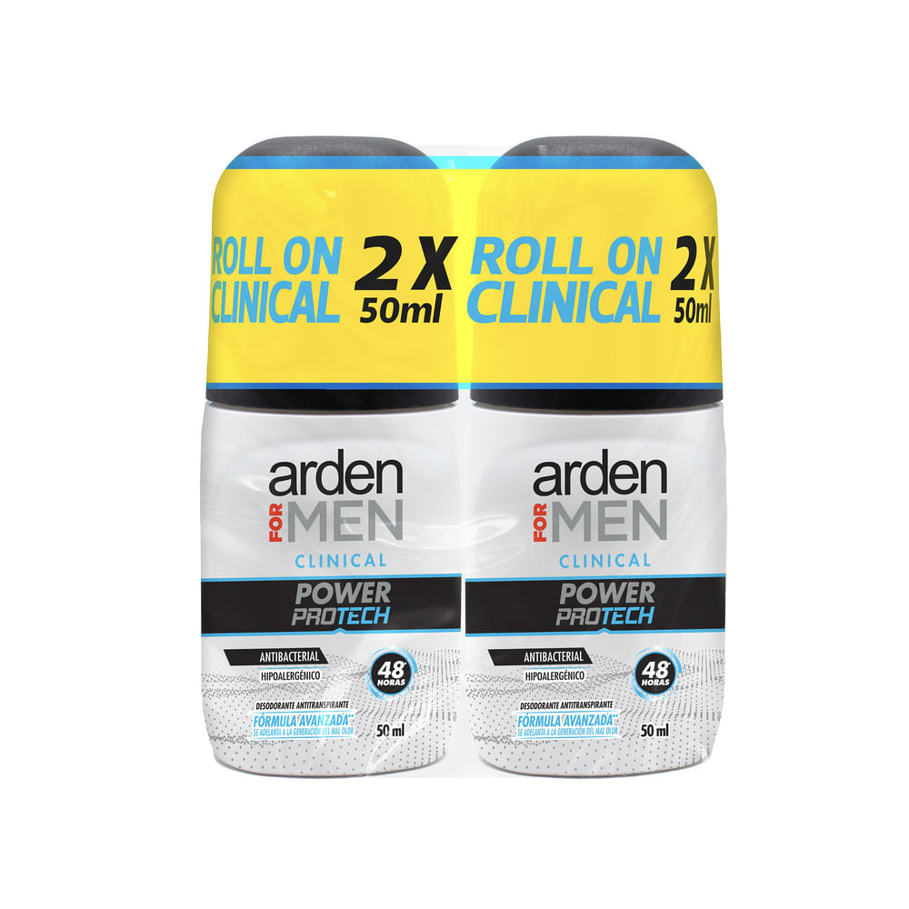 Promoción Desodorante Arden For Men Clinical Power Protech Roll On 50ml X2